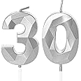 Silver Number 30 Candles for Birthday Cake, 30th Birthday Candles 30 ...