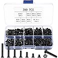 M3 Flat Head Machine Screws and Hex Nuts Kit, 380 Pcs Black Countersunk Head Phillips Screws ...