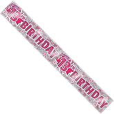 Age 13 Teenager Birthday Banner Multicolour And Silver Holographic ...