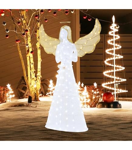 Metal Outdoor Christmas Angels Angel Topaz Blue & Gold | Hard To