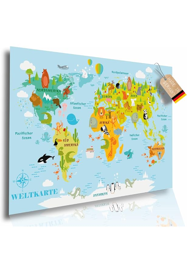 Educational Posters For Toddlers 1-3 World Map Flags Canvas Wall Art ...
