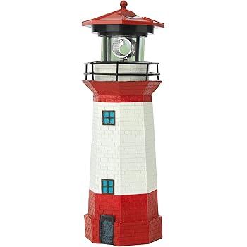 SOLAR POWERED LIGHT HOUSE GARDEN LIGHTHOUSE ORNAMENT WITH ROTATING LED ...