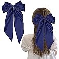 Blue Hair Bow Big Hair Bows for Women, Solid Color Bow Hair Clips with ...