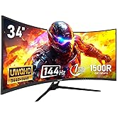 Gawfolk 34 Inch Ultrawide Curved 120Hz Gaming Computer Monitor 1500R PC screen 21:9 UWQHD ...