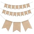 jijAcraft 3.5M Rustic Burlap Banner Bunting,Burlap Flags Hessian Banner ...