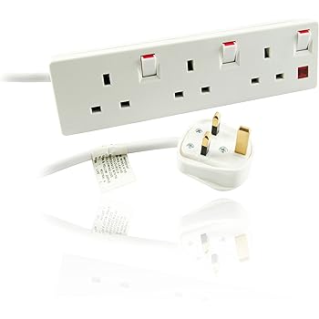 EUROSONIC 4Way Gang 2M Meter Metre Individually Switched Extension Lead ...