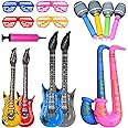 FAIHTS 15PCS Inflatable Rock Star Toy Set Inflatables Saxophone Guitar ...