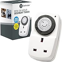 Defender 24 Hour Segment Timer Switch - Energy Saver Plug Standard Size - Hour Plug-in Timer ...