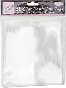 Anitas Square Plastic Card Bag with 25 mm Lip, Pack of 50, Transparent ...
