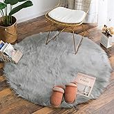 Buy CottonFry Faux Sheepskin Fur Area Rugs Round Fur Throw Rug Floor ...