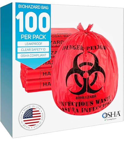Benchtop Biohazard Bags 100-Pack Red Biohazard Bags - 0.43 Gallon ...