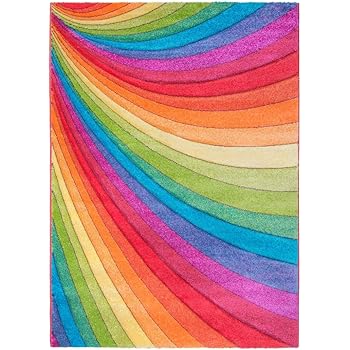 Candy Multicoloured Rainbow Design Rug. Available in 6 Sizes (67cm x ...