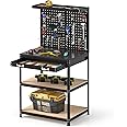 TANGZON Workbench with Pegboards, 290kg Heavy Duty Work Table with 4 ...
