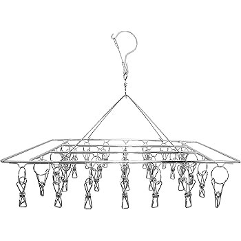 Stainless Steel Sock Drying Rack, Swivel Hook Wind-proof Clothes Hanger ...