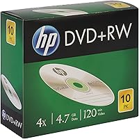 HP DVD+RW 4.7GB Premium Rewritable Blank Digital Versatile Disc Cake Box 4X Speed (Pack of 10 ...
