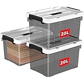 Cetomo 20L*3 Storage Boxes, Carry Plastic Storage Box with Lids ...