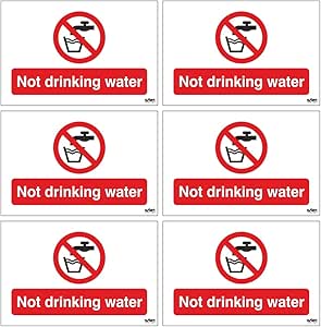 6 x Not Drinking Water safety signs for near sinks/taps. Set of 6 signs ...