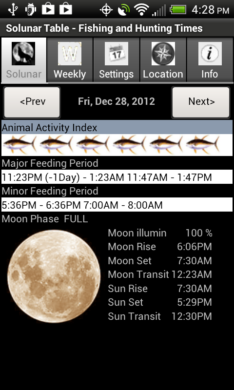 Solunar Table - Fishing & Hunting Times : Amazon.co.uk: Apps & Games