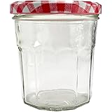 Nutley's 12 Wide Mouth Jam Jars & Red Gingham Lids, 324ml (10oz) : Amazon.co.uk: Home & Kitchen