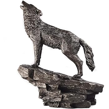 Howling Wolf Sculpture Bronze Art Statue: Amazon.co.uk: Kitchen & Home