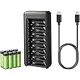 Amazon Basics Rechargeable AA NiMh Batteries with 8-Bay Battery Charger ...