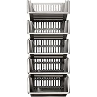 Large 4 Tier Stacking Baskets Storage Veg Rack Plastic Stackers, Black ...