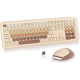 SOLIDEE Colorful Wireless Keyboard and Mouse Combo Set,2.4GHz Retro ...