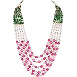 Ratnavali Jewels Base Metal Sea Shell Pearl Emerald Green White Beads ...