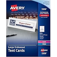 Avery Printable Large Tent Cards, Laser & Inkjet Printers, 50 Cards, 3.5 x 11 (5309), White ...