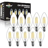 BRIMAX E14 LED Candle Bulbs Dimmable 4W, 40W Equivalent, Soft Warm White 2700K, Flame Wrinkle ...