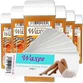 3 x 100ml roll on roller wax cartridge and 50 waxing strips Waxee (Wide ...