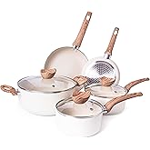 nuovva Induction Hob Pan Set – 3pcs Non Stick Chefs Pans – Kitchen Cream Granite Frying Pan Set ...
