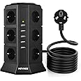 HOVNEE Multi Socket Tower, Multi Power Sockets with 12 Sockets, 5 USB ...
