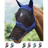 Harrison Howard CareMaster Pro Luminous Horse Fly Mask Large Eye Space ...