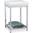 relaxdays Padded Stool, Small Seat, Square, Footstool with Storage ...