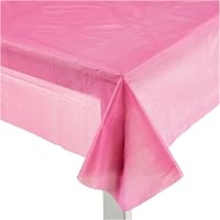 Solid Lovely Pink Short Fold Rectangular Plastic Table Cover (137cm x ...