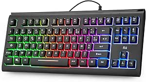 Rii RK104 Wired Gaming Keyboard with 2 Zones Compact 87 Keys for ...