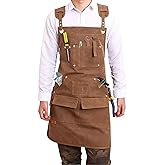 Housolution Work Apron, Multipurpose Heavy Duty Waxed Canvas Waterproof Tools Apron with Tool ...