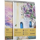 Amazon Brand - Solimo A4 Sketchbooks, Spiral-Bound, Professional-Grade Sheets, Compatible with a ...