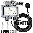 Outdoor Sockets Weatherproof with 6M/20FT Extension Cable, 2 Gang ...