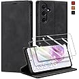 Guisessy Handyhülle für Samsung Galaxy A35 5G Hülle Leder und 2 Schutzfolie, Premium Klappbar ...