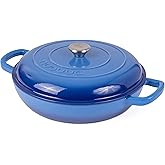 Shallow Cast Iron Casserole with Lid – Non Stick Dutch Oven Pot, Oven ...