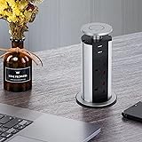 Elbe Inno Retractable Socket 3 Way with 2 USB Charger, Pop up Power ...