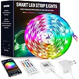 Minger Kit de Ruban à LED Etanche 5M 5050 RGB SMD Multicolore Bande LED Lumineuse avec ...