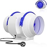 Hon&Guan Rohrventilator 125mm Leise Inline-Kanalventilator Rohrlüfter Abluftventilator mit 1m EU ...