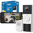 Tapo Wireless Doorbell Camera, 2K 3MP Battery-Powered Video Doorbell ...