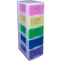 Really Useful Storage Tower 5x12 Litre Drawers Clear Frame/Rainbow Drawers : Amazon.co.uk: DIY ...