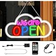 LED Open Sign,19"x10" Neon Open Sign Dimmable, Powered by USB with ...