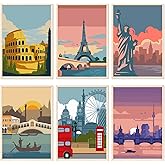 YALKIN 6 Stück Malen Nach Zahlen Erwachsene, Paint by Numbers Malen Nach Zahlen, DIY Landschaft ...