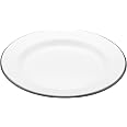 KitchenCraft Living Nostalgia Enamel Breakfast Plate, White/Grey, 24 cm ...